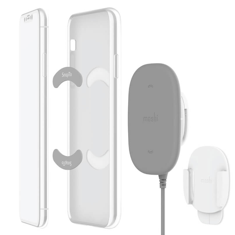 Moshi SnapTo Magnetic Wireless Charger w/ Wall Mount Kit (Grey ...