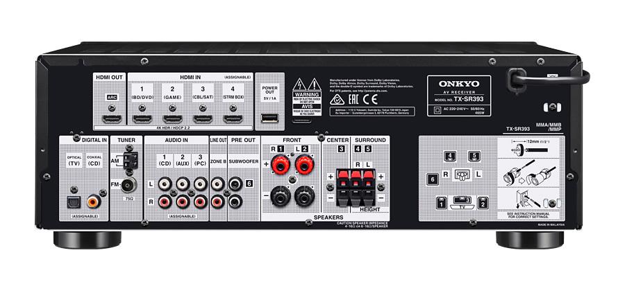 Onkyo TX-SR393 5.2 Channel AV Receiver - Pacific Hi Fi