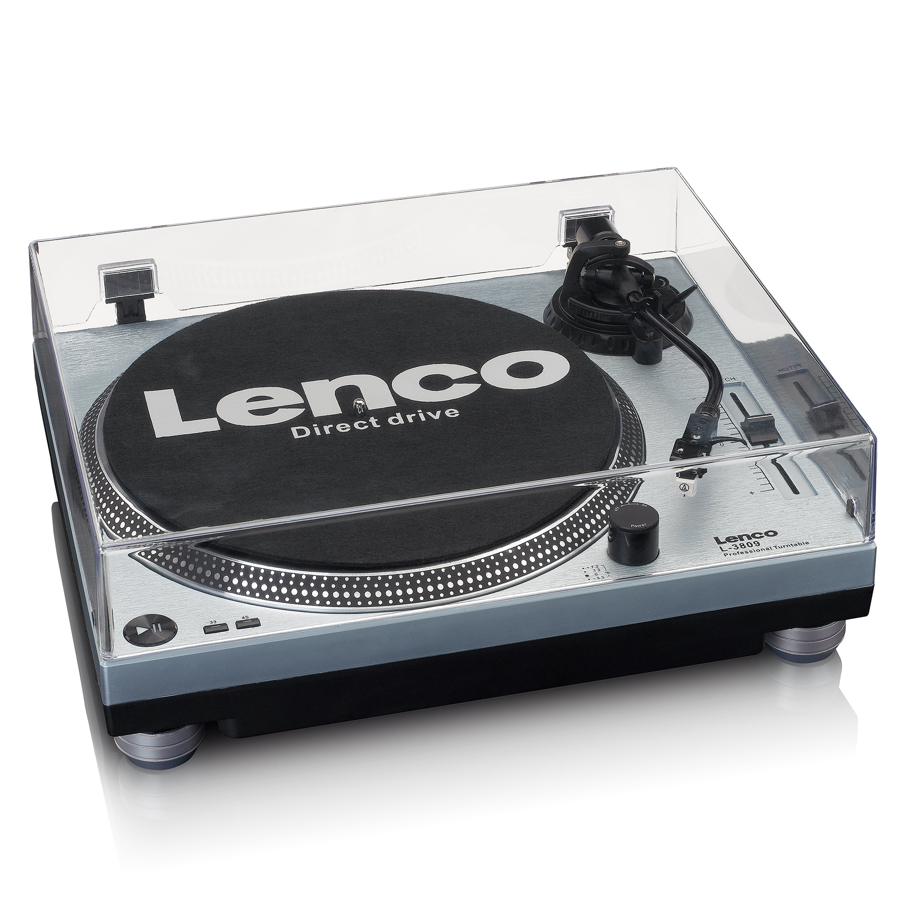 Lenco Direct-Drive Turntable - Metallic - Pacific Hi Fi