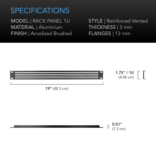 AC Infinity Anodized Aluminum Rack Panel Vented 1U - Pacific Hi Fi