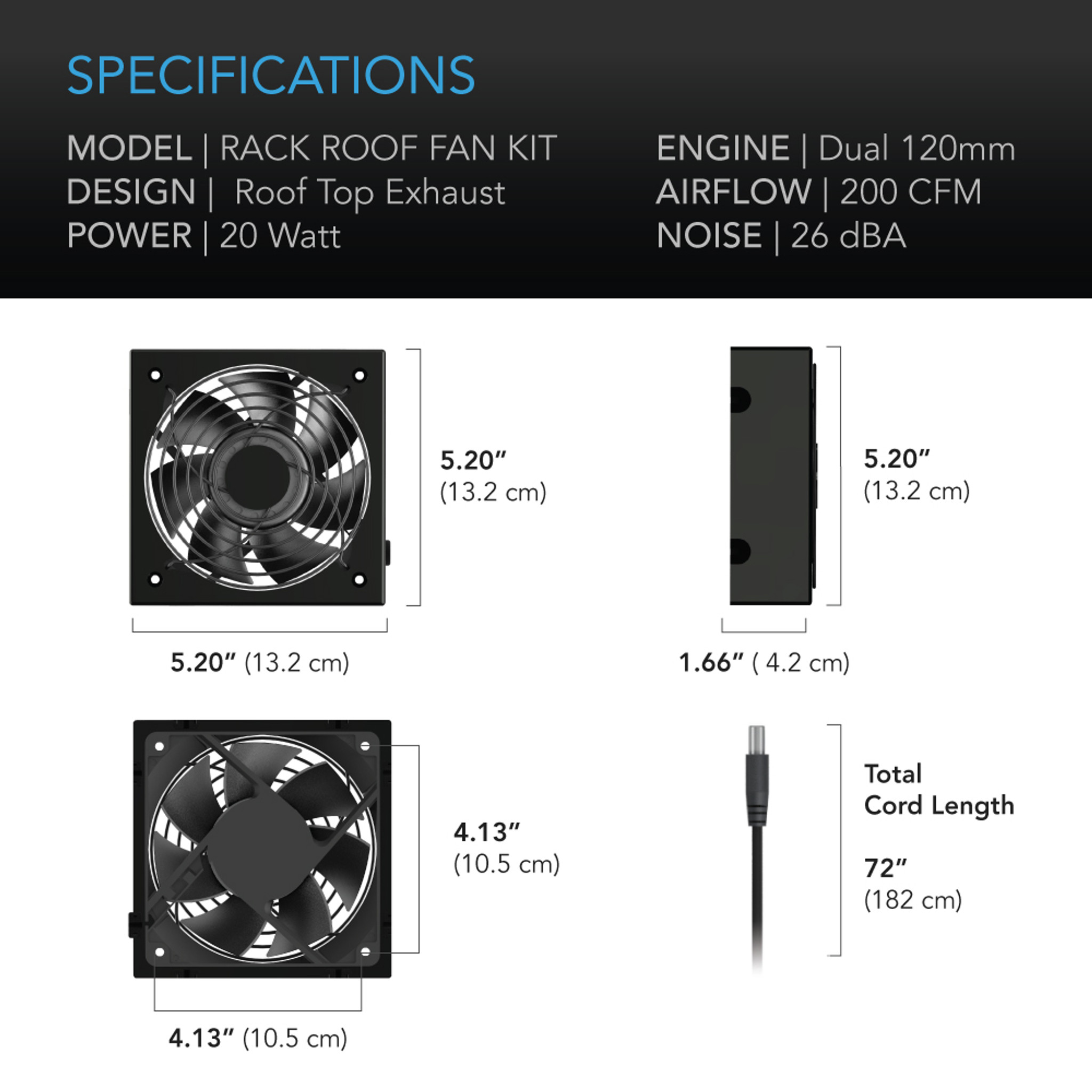 AC Infinity Rack Roof Fan with Speed Controller - Pacific Hi Fi