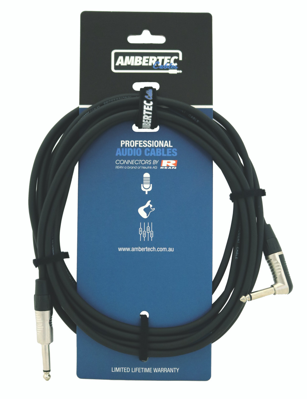 Ambertec Guitar cable REAN connectors straight/right angle black ...