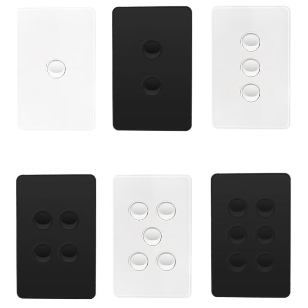 Kasta 240V 3 Gang Unison Rocker Switch Vertical - Pacific Hi Fi