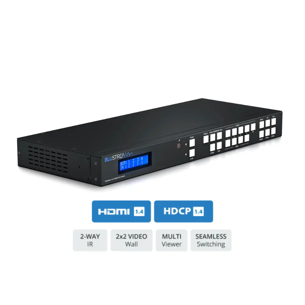 Blustream 4 x 4 Video Wall & Multi-View Seamless Matrix HDMI/VGA ...